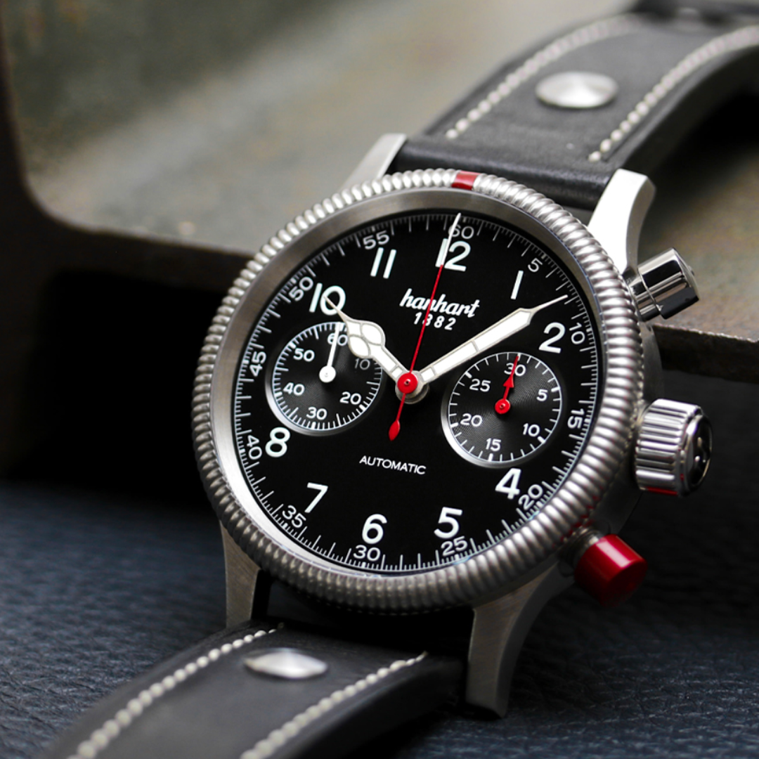 HANHART PIONEER MK II BLACK 716.210-6428 STAINLESS STEEL MEN WATCH ...