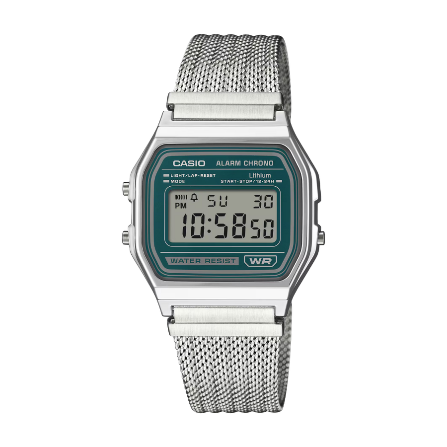 Casio Vintage A158 Unisex Watch | Green LED Mesh Band – City Chain ...