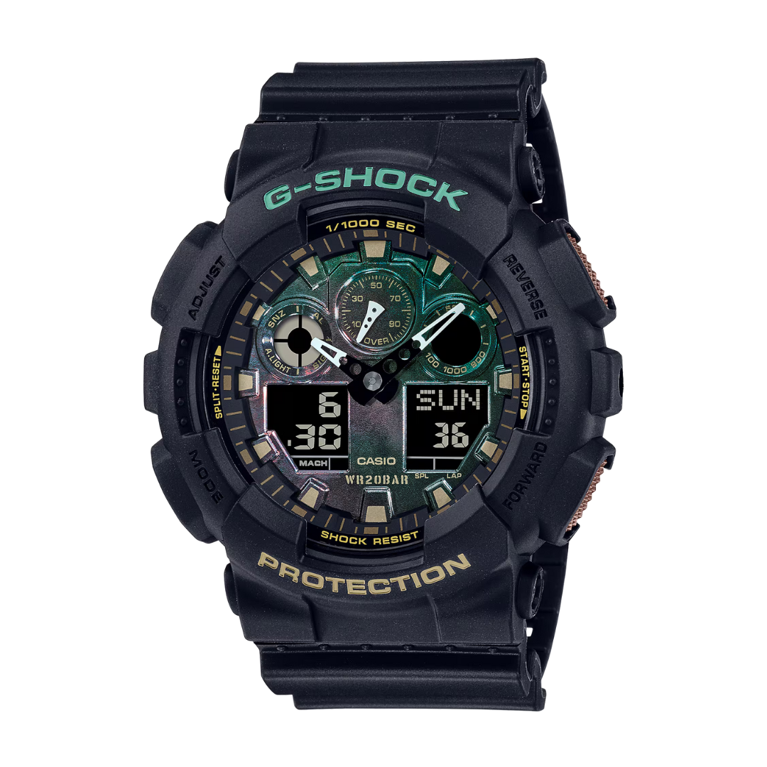 Casio G-SHOCK GA-100RC-1ADR Analog-Digital Black Watch } City Chain SG ...